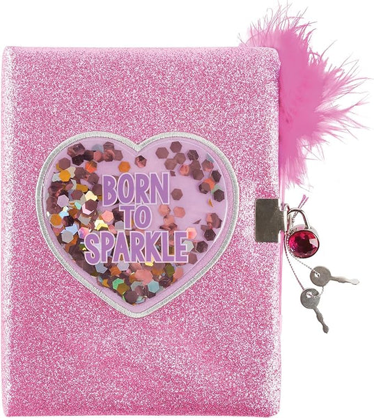 Born to Sparkle Confetti Locking Journal - Secret Diary for Girls with ...